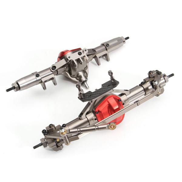 SCX10 Front & Rear Axle Set (Gun-Metal / Red) – scaleRCBuzz